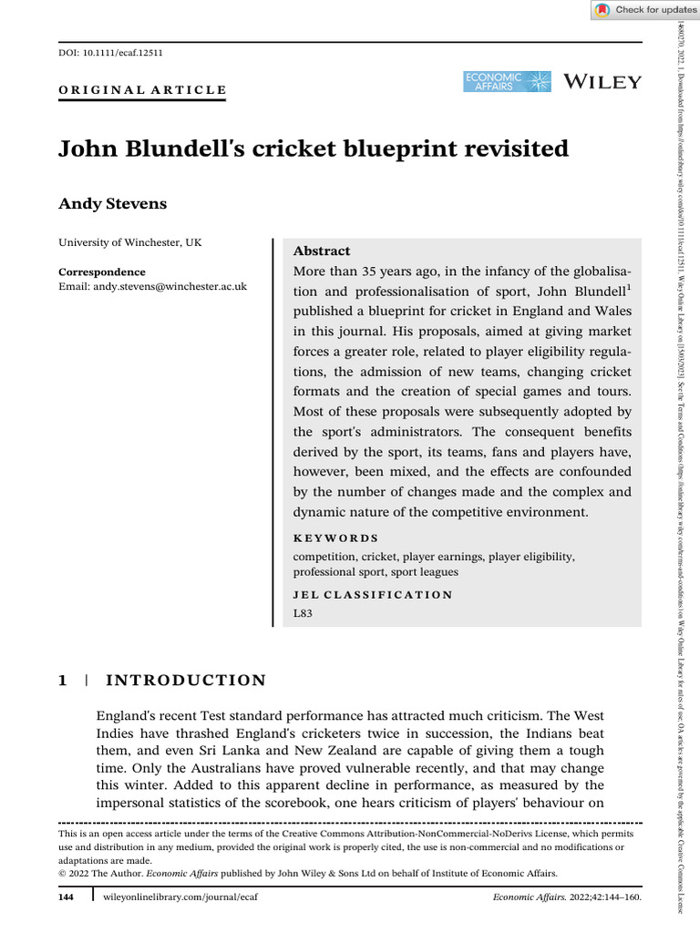Ref. Economic Affairs - 2022 - Stevens - John Blundell S Cricket ... Ref. Economic Affairs - 2022 - Stevens - John Blundell S Cricket ...