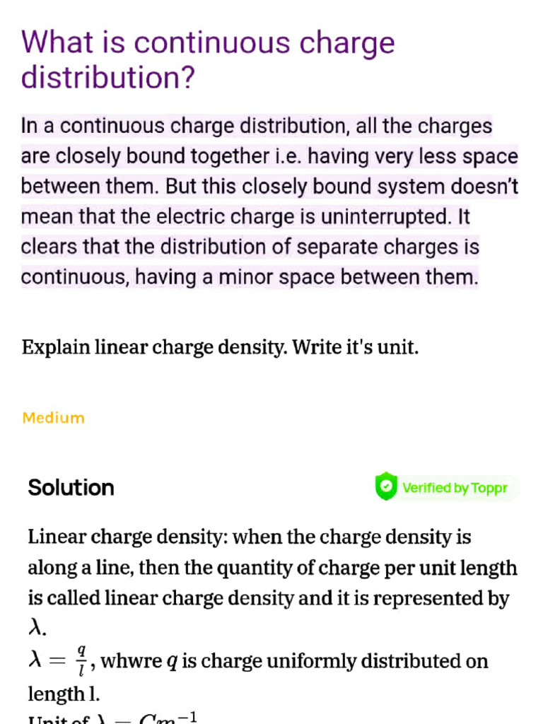 Continuous Charge Distribution and Linear Distribution | PDF