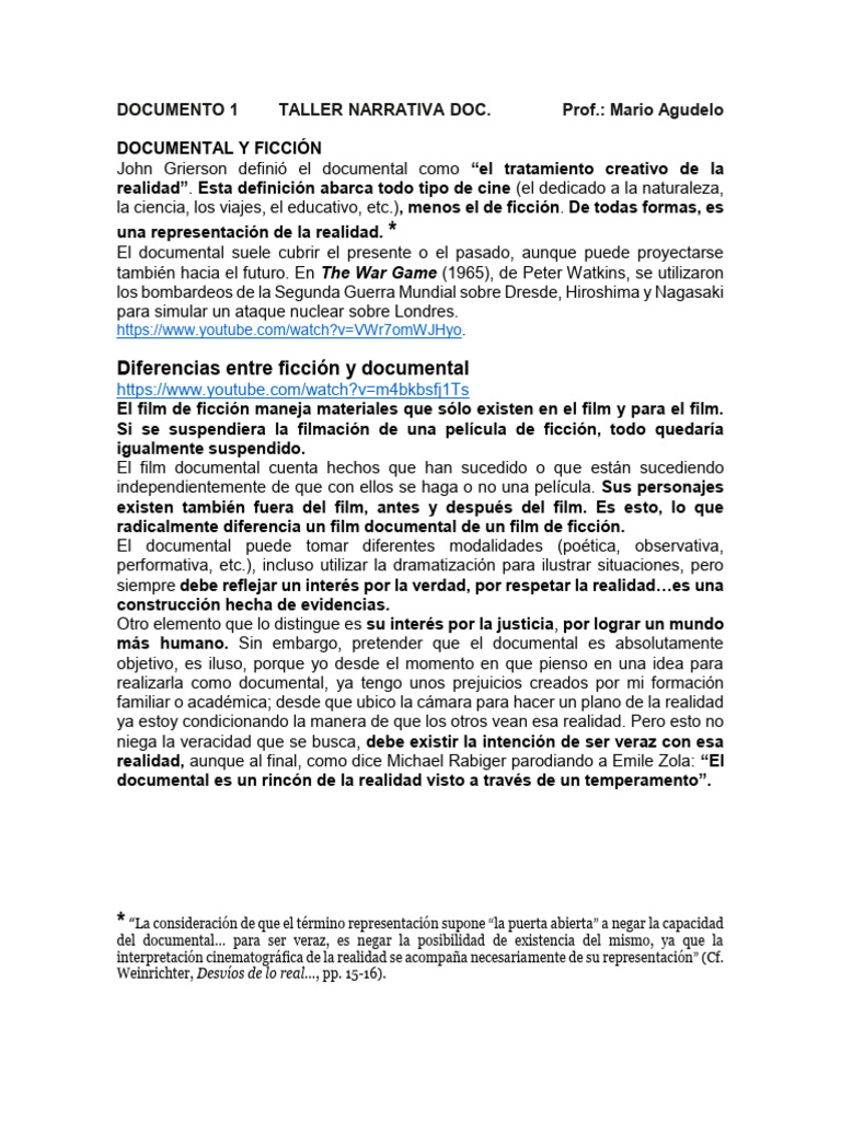 Documento 1 Documental y Ficción | PDF | Documental | Realidad
