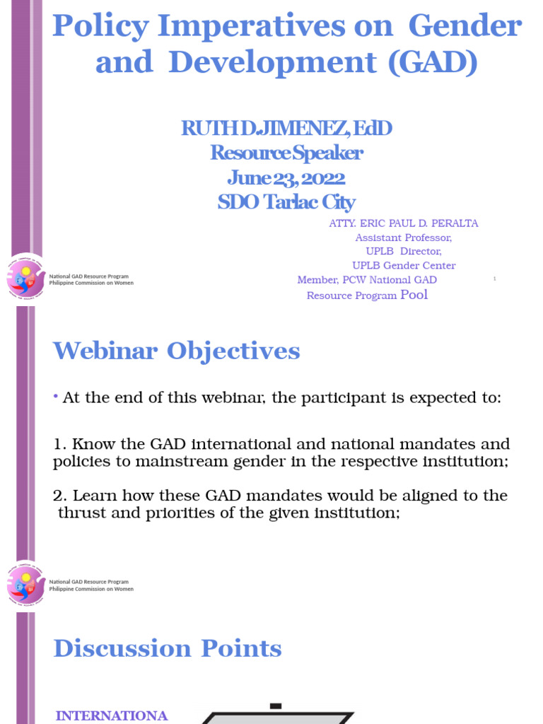 Review of Policy Imperatives On GAD | PDF | Millennium Development ...