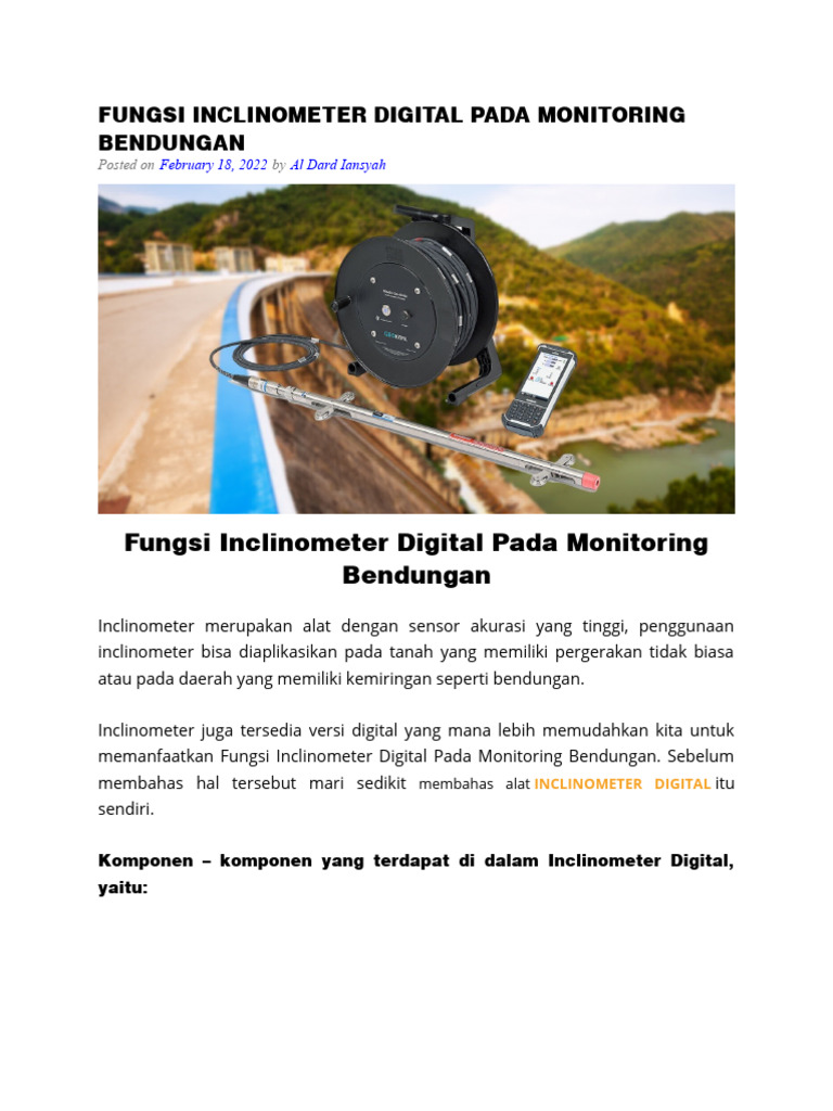 4a. Fungsi Inclinometer Digital Pada Monitoring Bendungan | PDF
