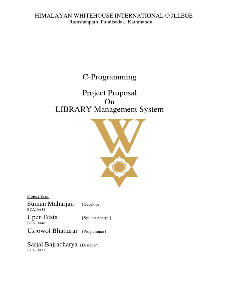 Project Proposal On C Programming Library Management System Pdf Programming Computer Program 