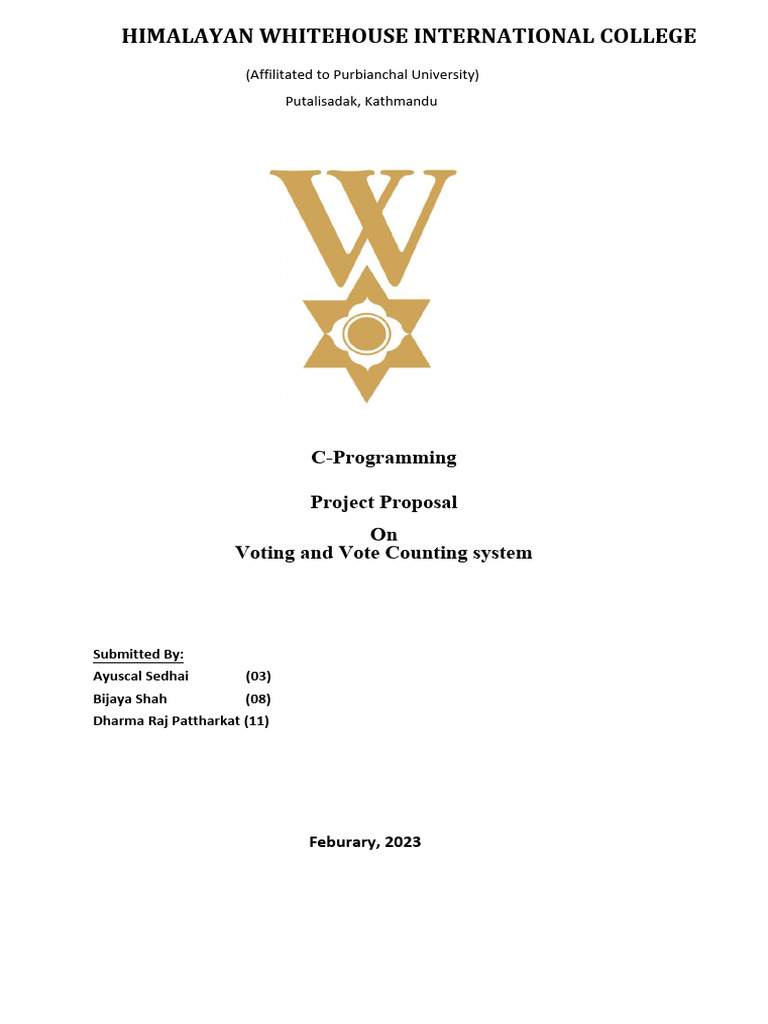 Project-Proposal On Voting and Vote Counting On C Program | PDF | Computer Program | Programming