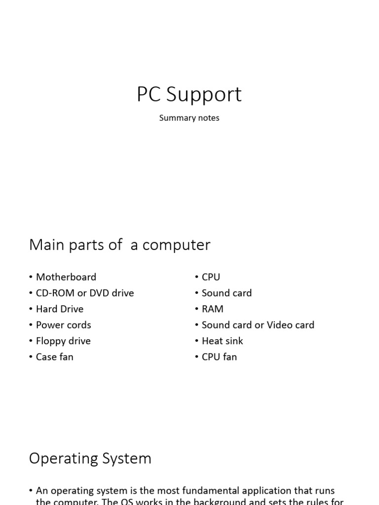 PC Support | PDF | Random Access Memory | Read Only Memory