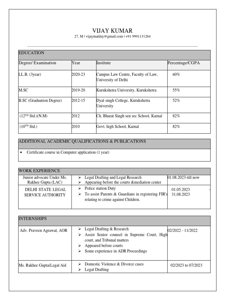 Resume Vijay Kumar | PDF