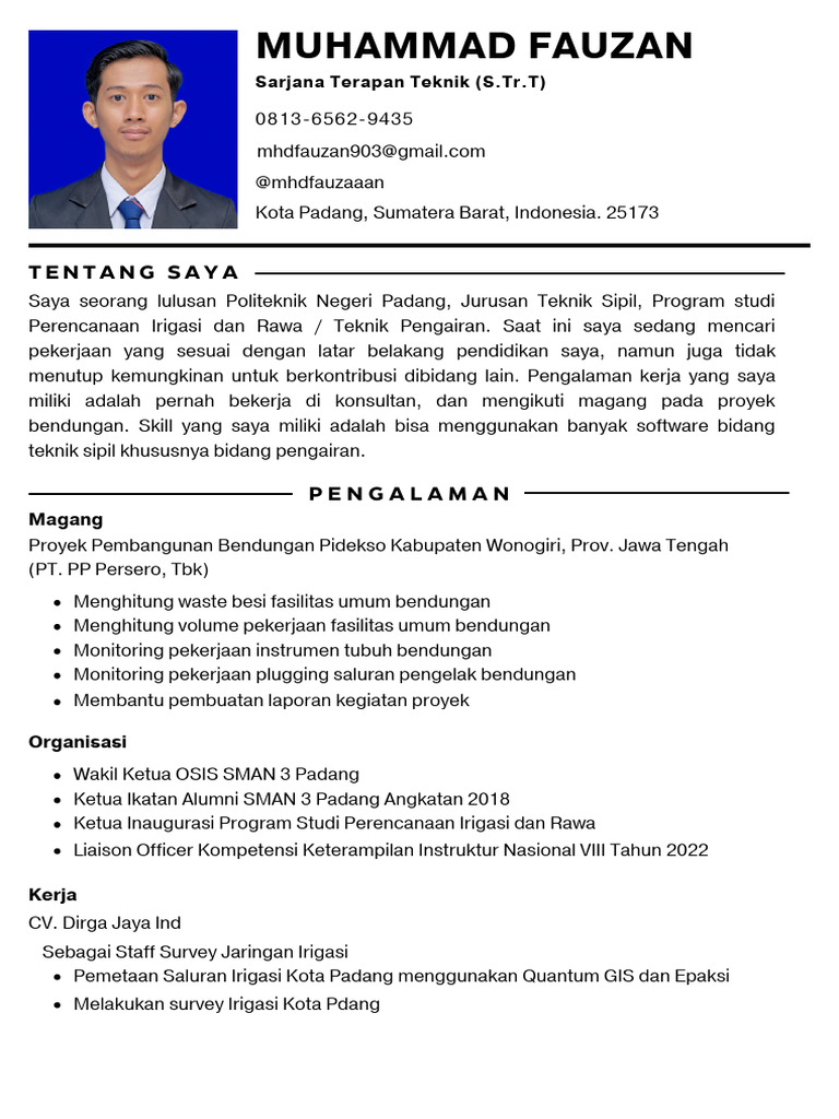 CV Teknik Sipil Lulusan Politeknik | PDF | Seni | Teknologi & Rekayasa