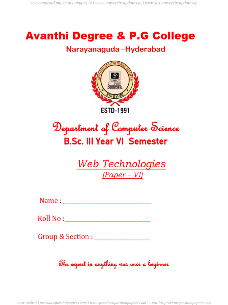 Unit - I Web Technologies Notes | Download Free PDF | Html | Html Element