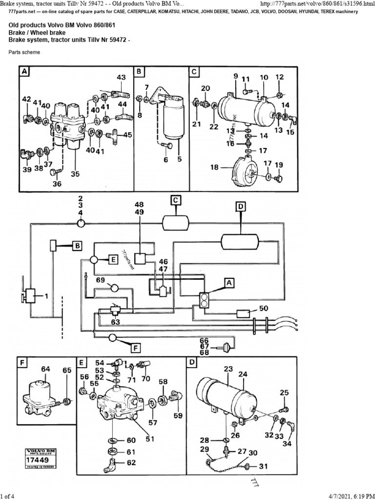 Brake System, Tractor Units Tillv NR 59472 - Old Products Volvo BM ...