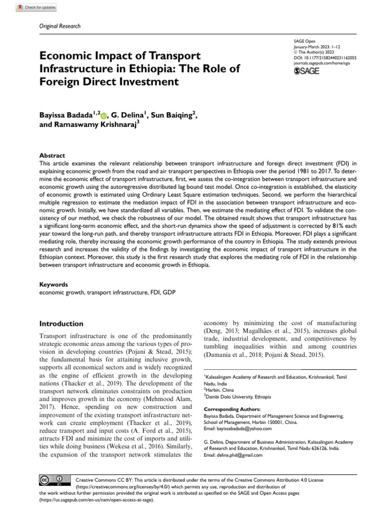 Ethiopia Transport Infrastructure Impact | PDF