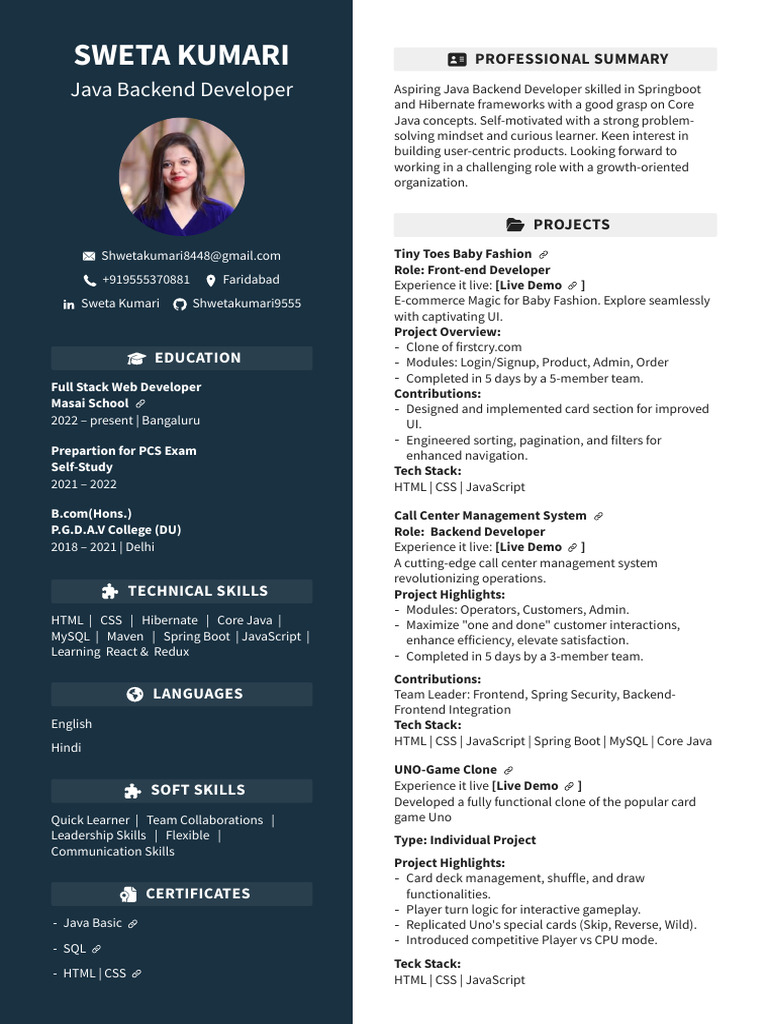 SWETA - KUMARI - Resume - 09 11 2023 13 28 17 - Removed | PDF | Java Script | Computing