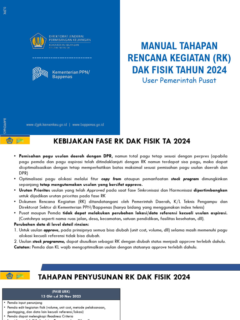 Manual Tahapan RK Dak Fisik Tahun 2024 - Pusat Final | PDF