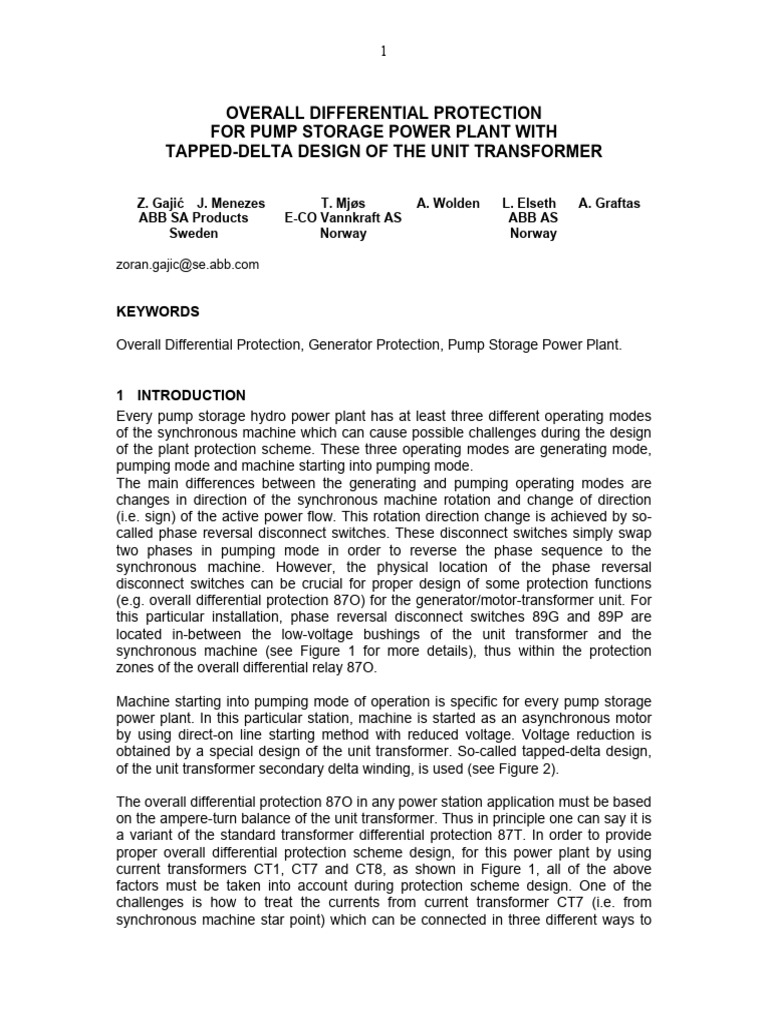 Overall Differential Protection Design | PDF | Transformer | Electric Motor