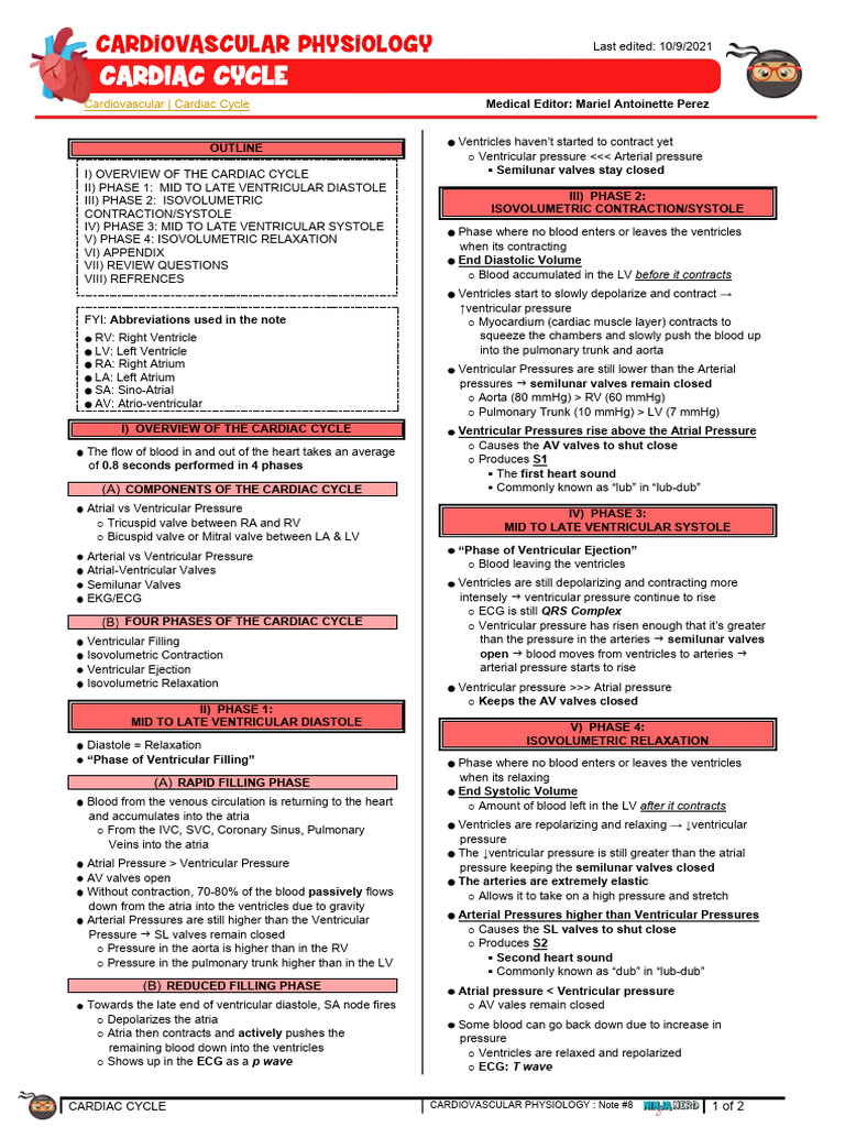 Phases of the Cardiac Cycle Explained | PDF | Heart Valve | Ventricle ...