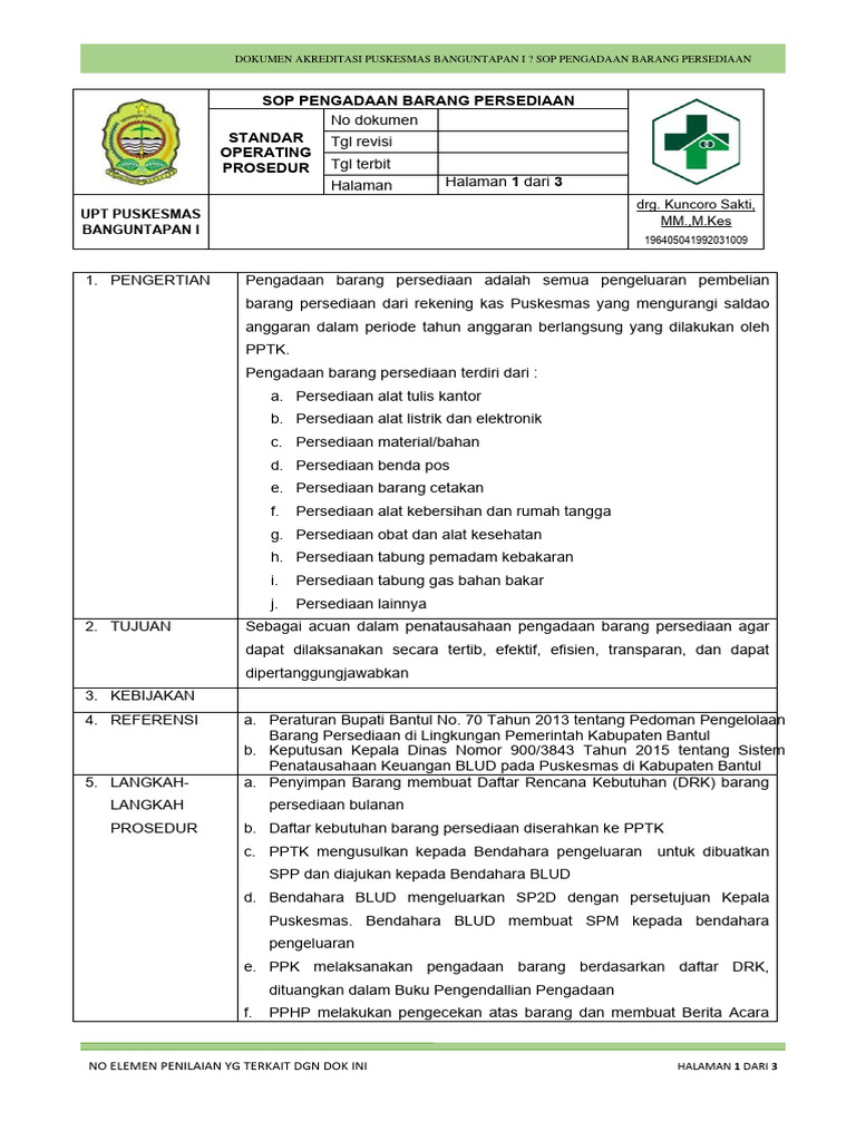 Sop Pengadaan Barang Persediaan | PDF