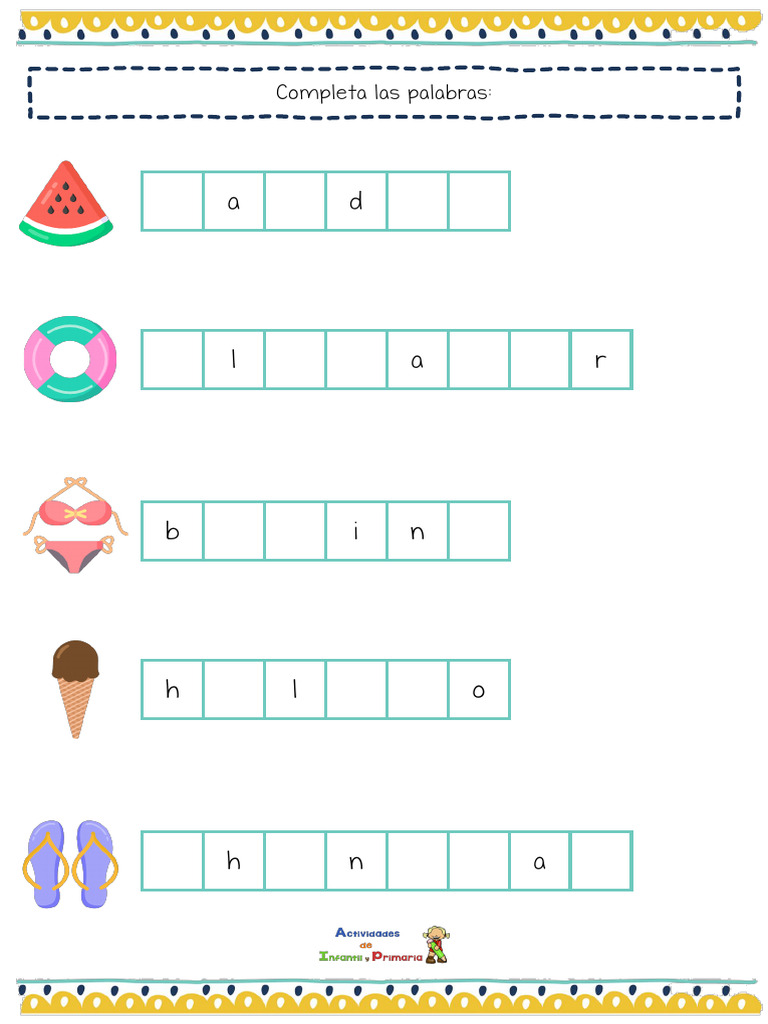 Lectoescritura Vocabulario de Verano | PDF