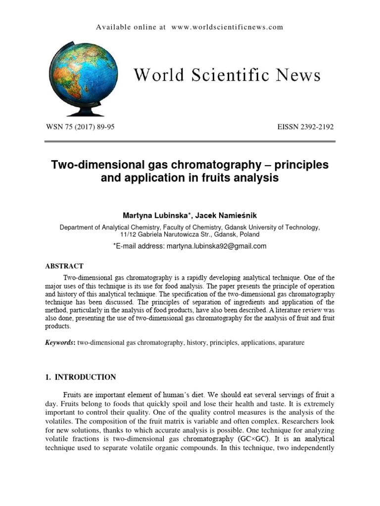 Two Dimensional Gas Chromatography | PDF | Chromatography | Gas ...