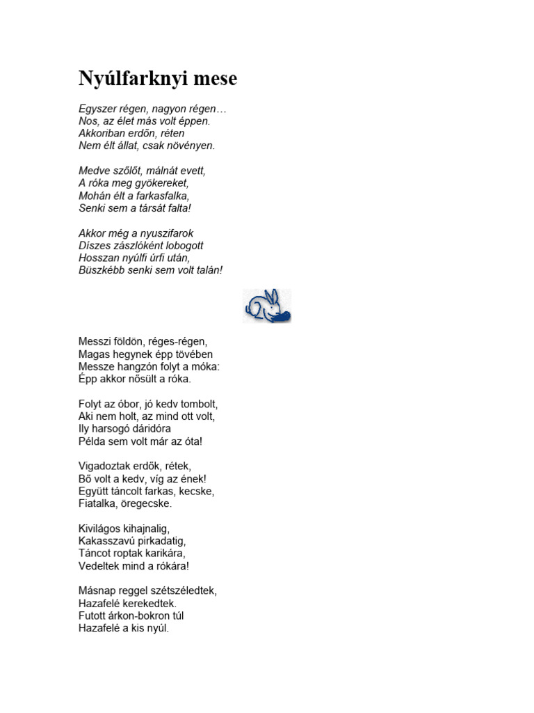 Verses Mese Nyúlfarknyi Mese | PDF