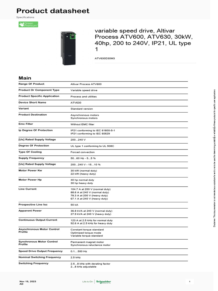 Altivar Process ATV630 Variable Speed Drive | PDF | Electric Motor | Relay