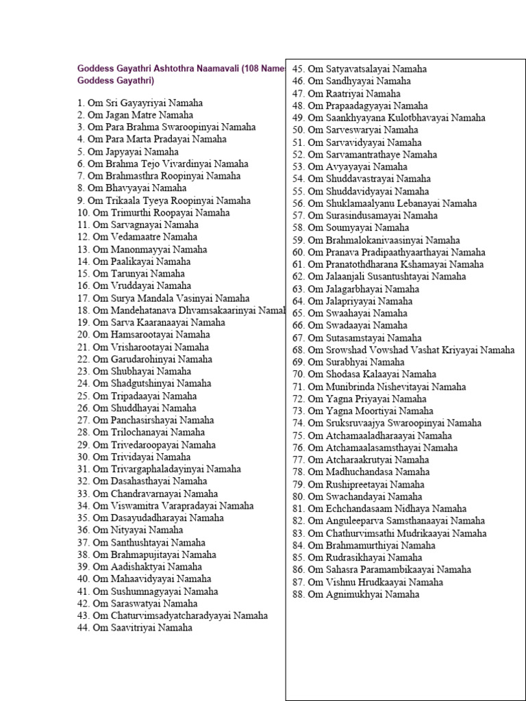 108 Nama Dewi Gayatri | PDF | Kesehatan Holistik