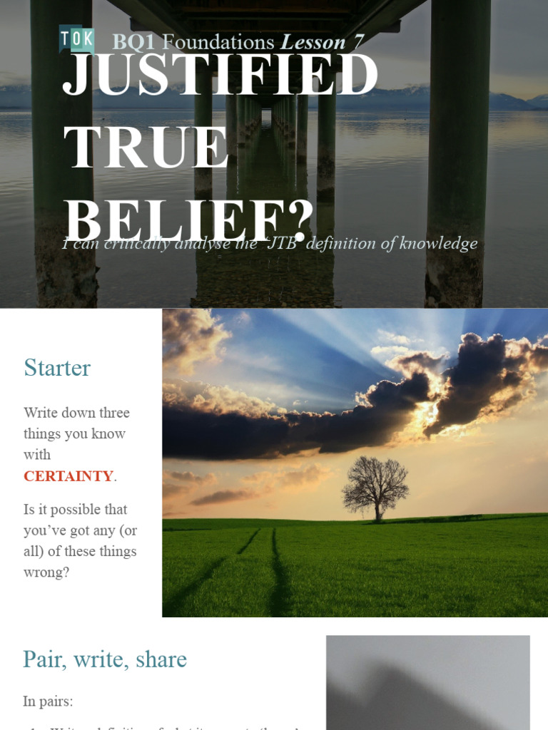 Understanding Justified True Belief | PDF | Knowledge | Epistemology