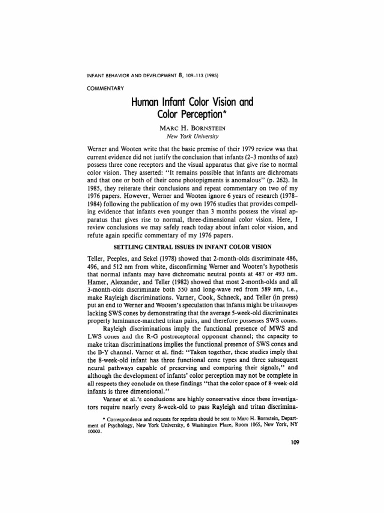 Bornstein 1985 | PDF | Color | Visual Perception