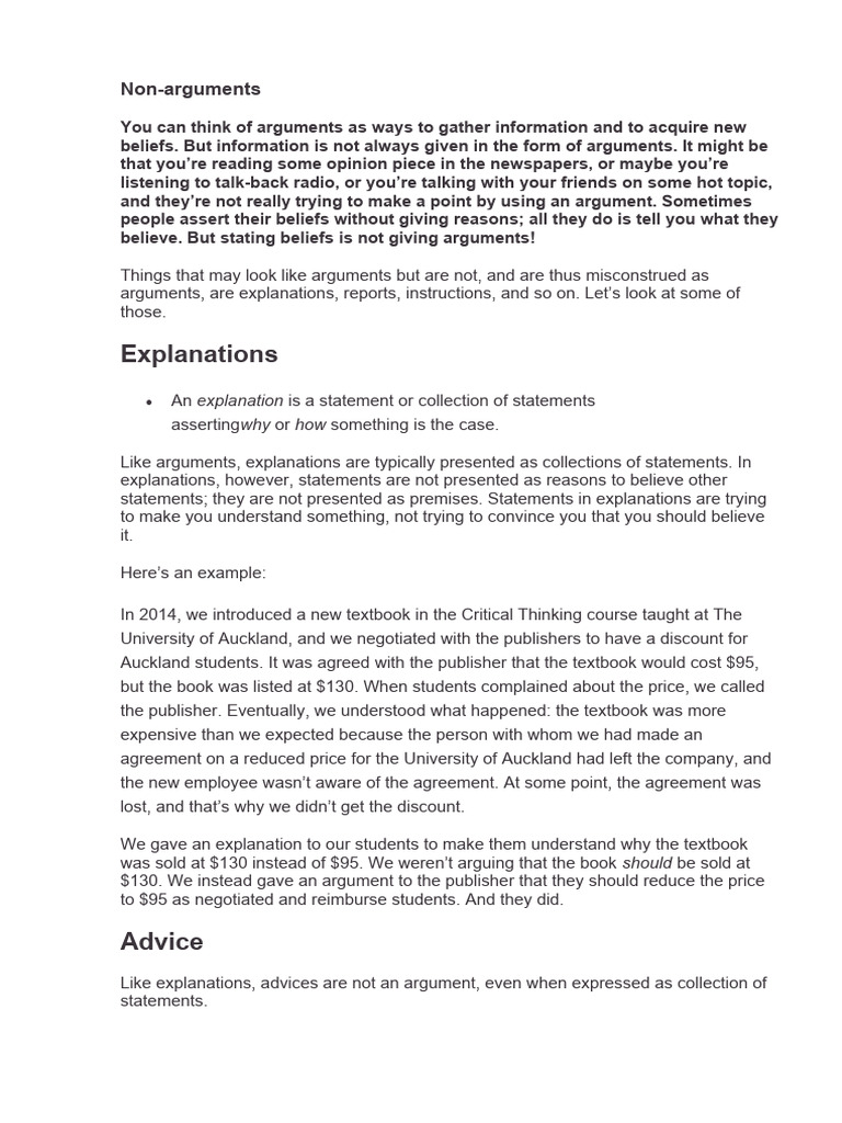 Non Arguments | PDF | Argument | Reason