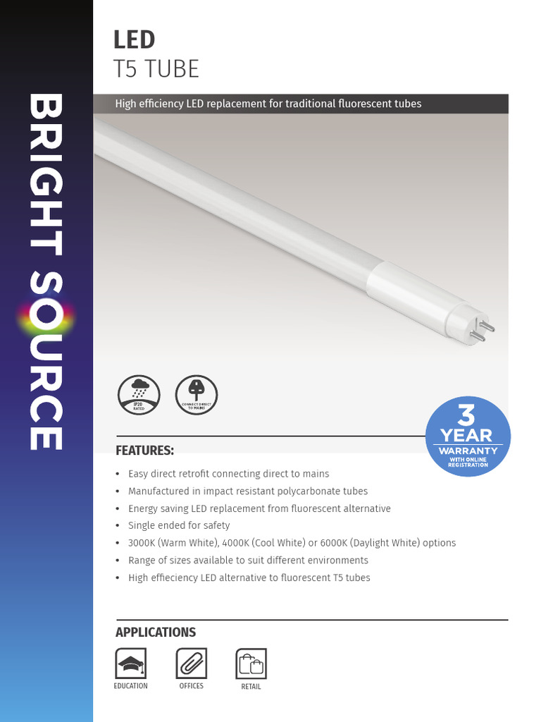 High-Efficiency LED T5 Tube Options | PDF | Fluorescent Lamp | Light ...