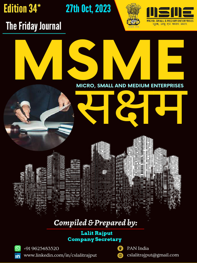 MSME सक्षम - Vol. 34 - dt 27.10.2023 | PDF | Small And Medium Sized Enterprises | Economic Growth