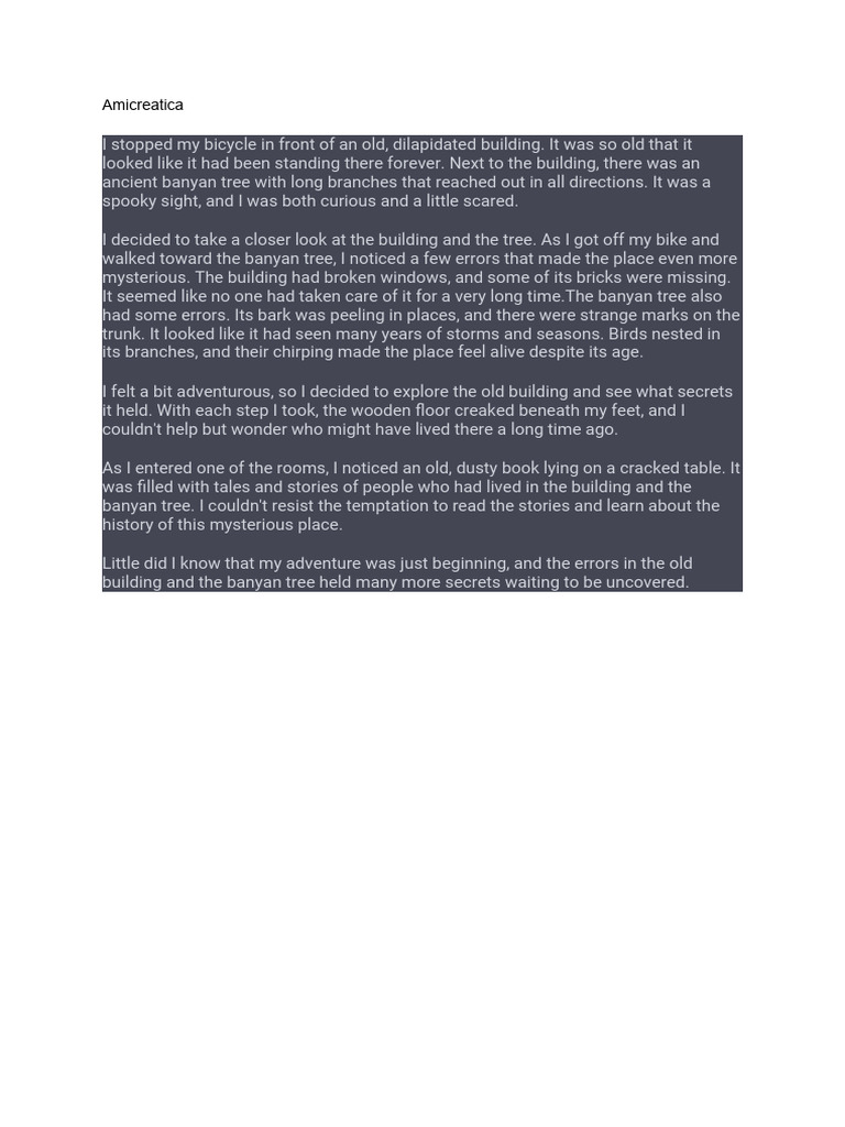 Fun Story On Horror Banyan Tree | PDF