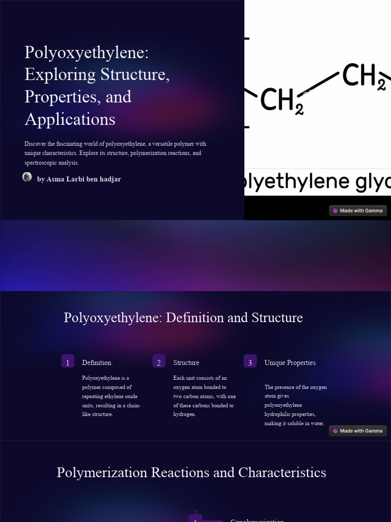 Polyoxyethylene: Structure & Applications | PDF | Polymers ...