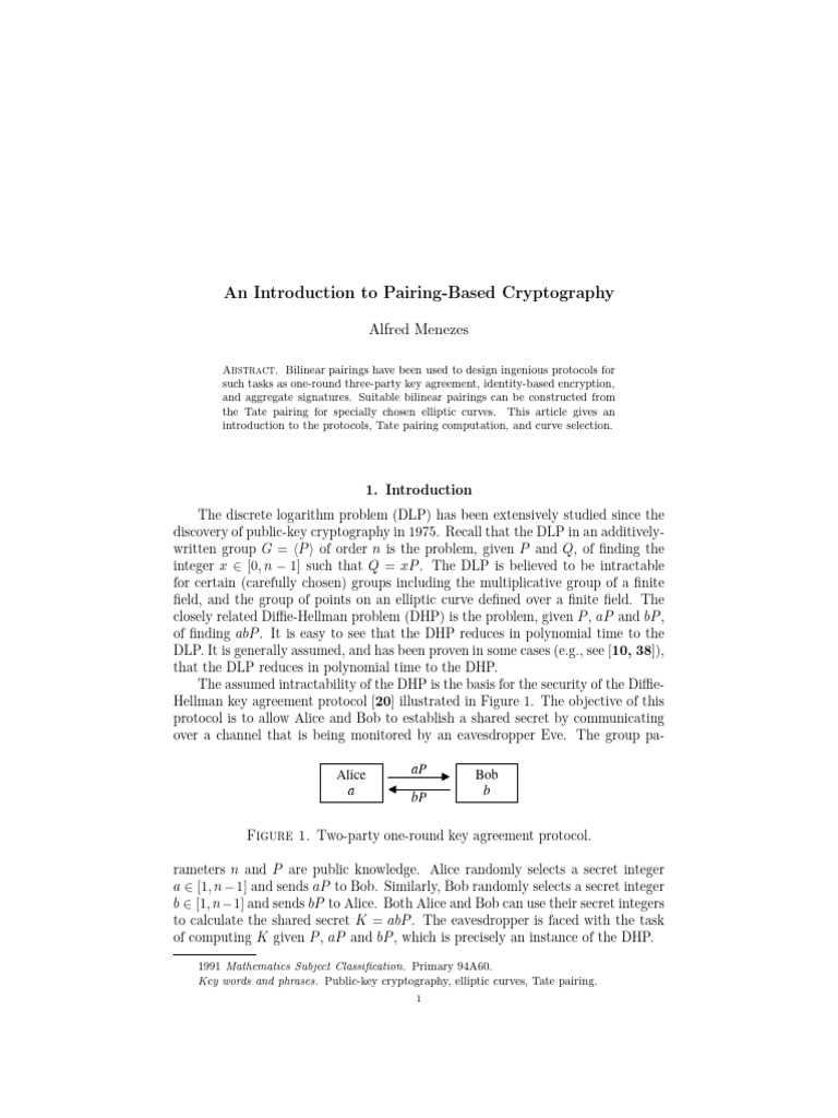 Introduction To Pairings | PDF | Public Key Cryptography | Cryptography