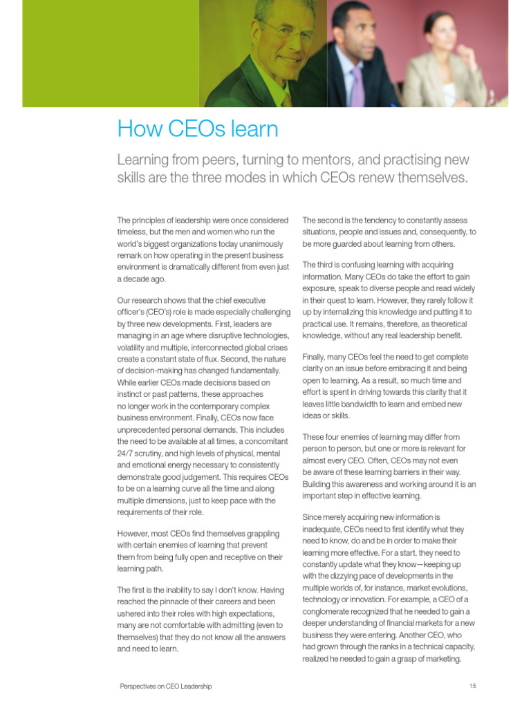 How CEOs Learn | PDF | Leadership | Mentorship