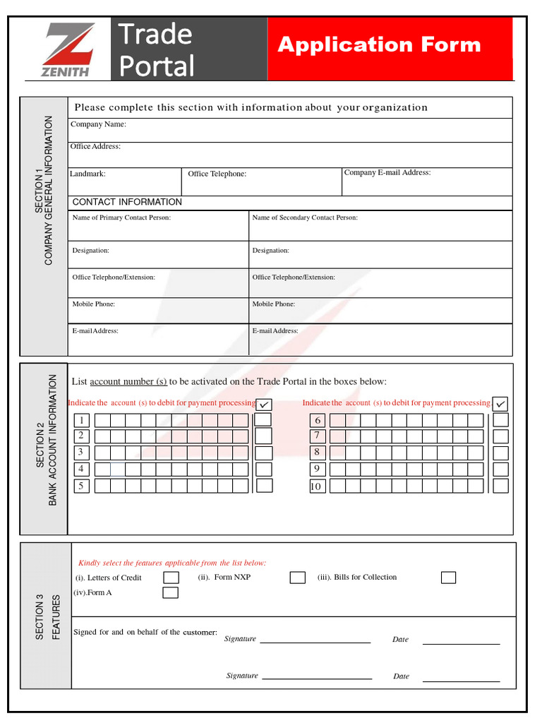 ZTP Application Form | PDF | Letter Of Credit | Banks