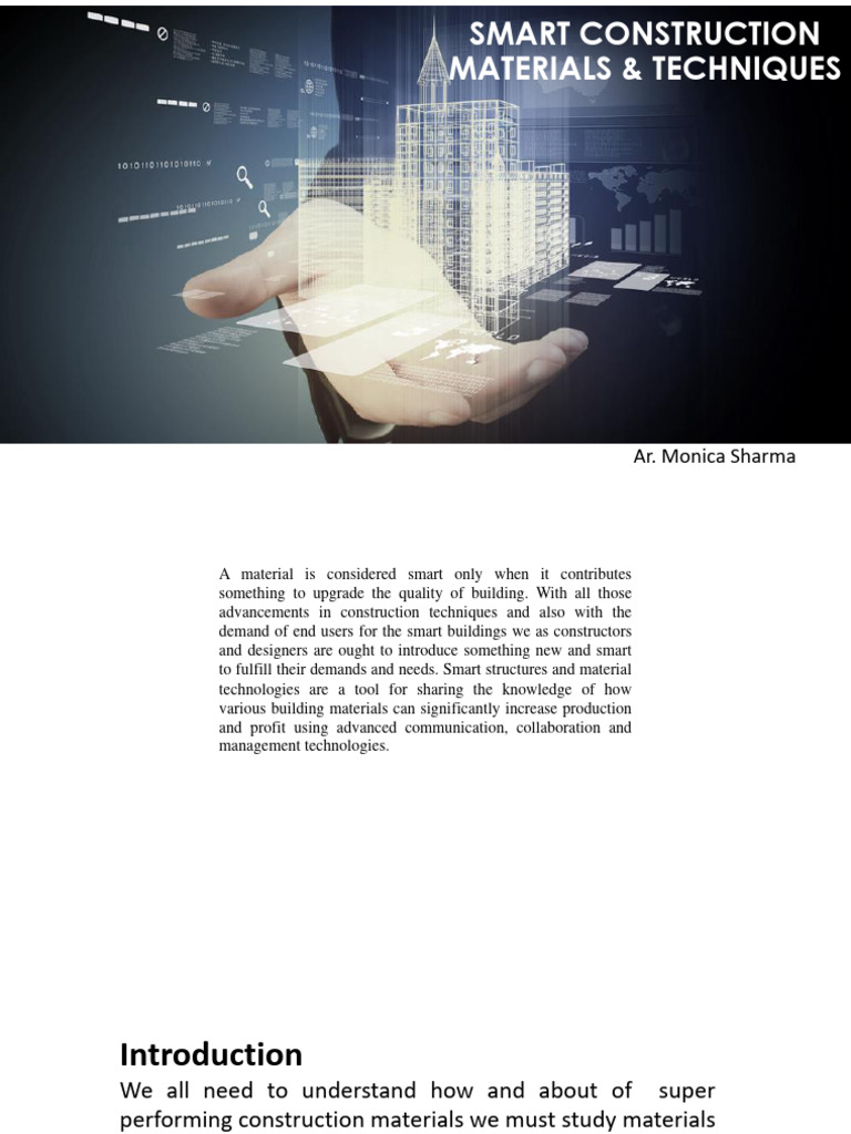 Smart Construction Materials & Techniques | PDF | Concrete | Optical Fiber