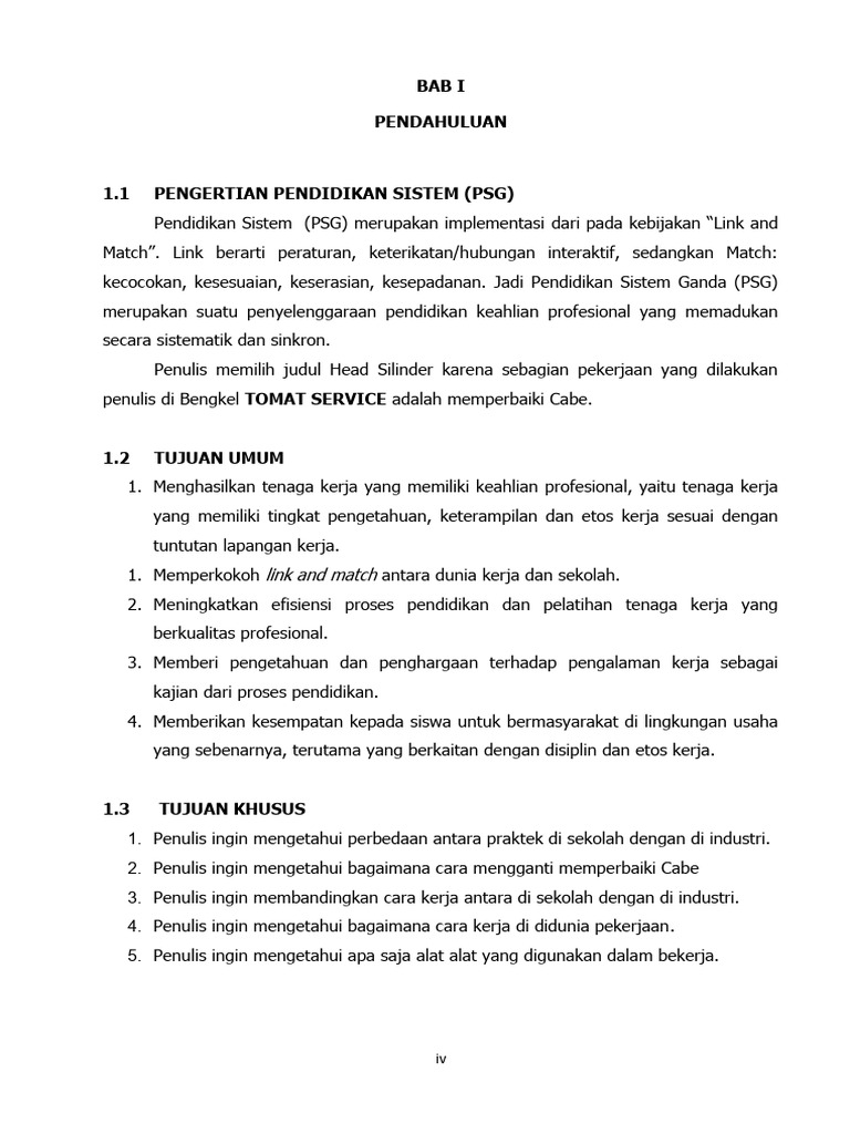 Contoh Laporan TBSM | PDF