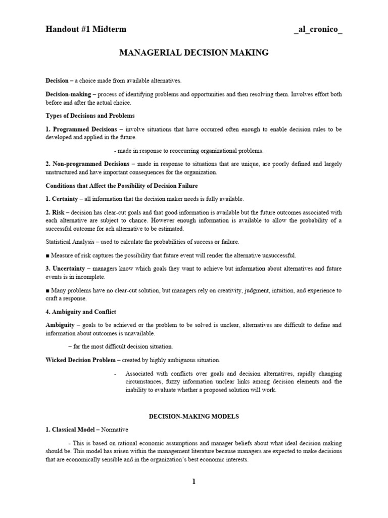 Understanding Decision-Making Models | PDF | Decision Making | Rationality