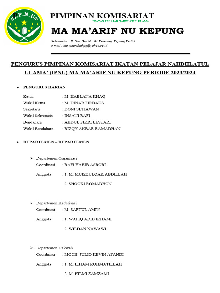Pengurus PK Ipnu . | PDF | Agama & Spiritualitas