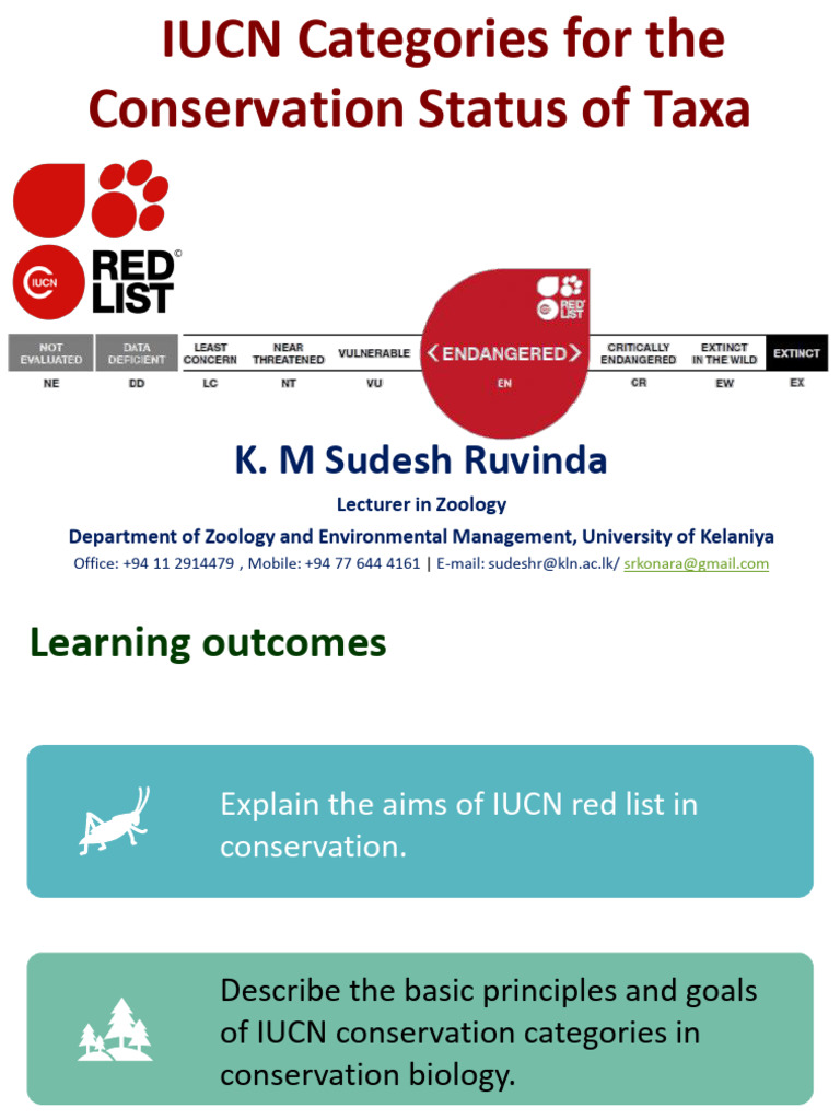 IUCN Categories For The Conservation Status of Taxa | PDF ...