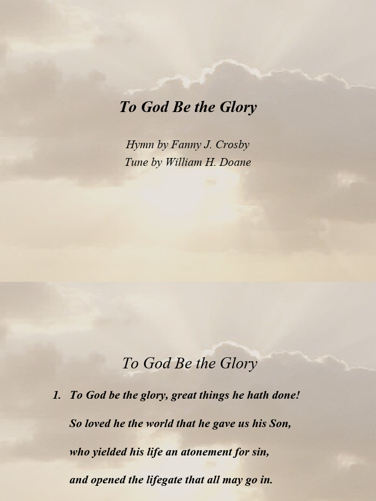 To God Be the Glory Hymn Lyrics | PDF | Religion & Spirituality