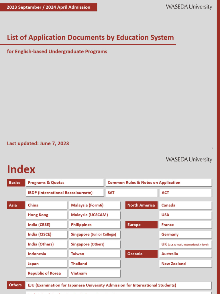 List of Application Documents by Education System AY2023 | PDF | Sat ...