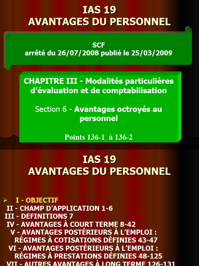 Ias 19 SCF Avantages Du Personnel | PDF | Comptabilité | Obligation (Finance)