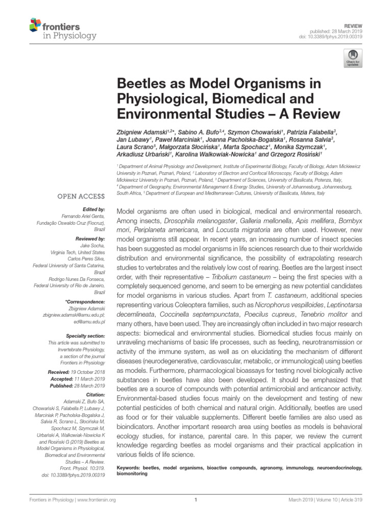 Beetles As Model Organisms in Physiologi | PDF | Toll Like Receptor ...