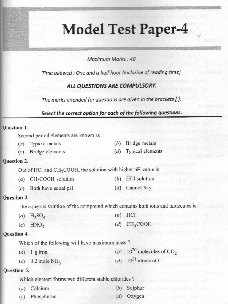 Model Paper - 4 | PDF