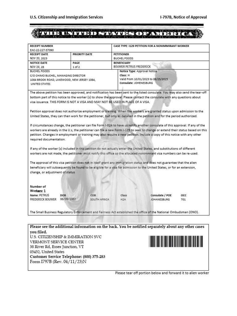 Approval Notice - Frederick | PDF | Travel Visa | Immigration