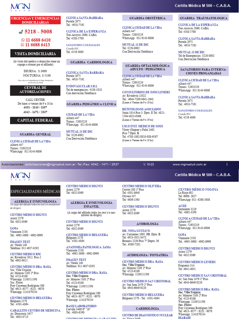 Cartilla MGN - m500 - Caba | PDF | Medicina | Cuidado de la salud