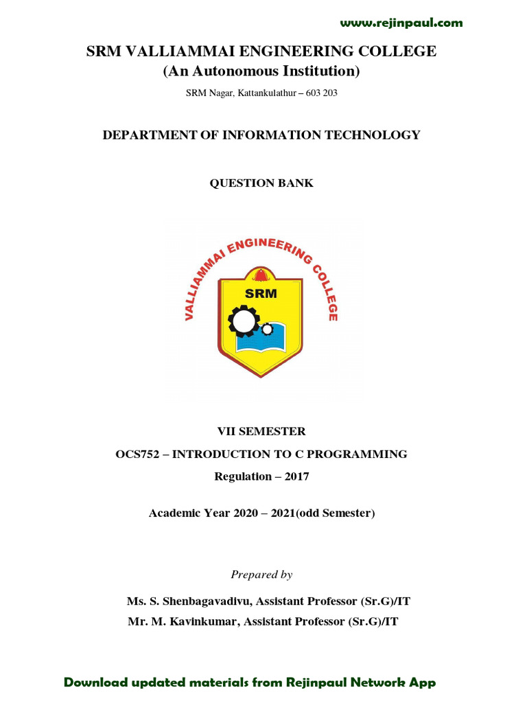 OCS752-Introduction To C Programming | Download Free PDF | Parameter (Computer Programming ...