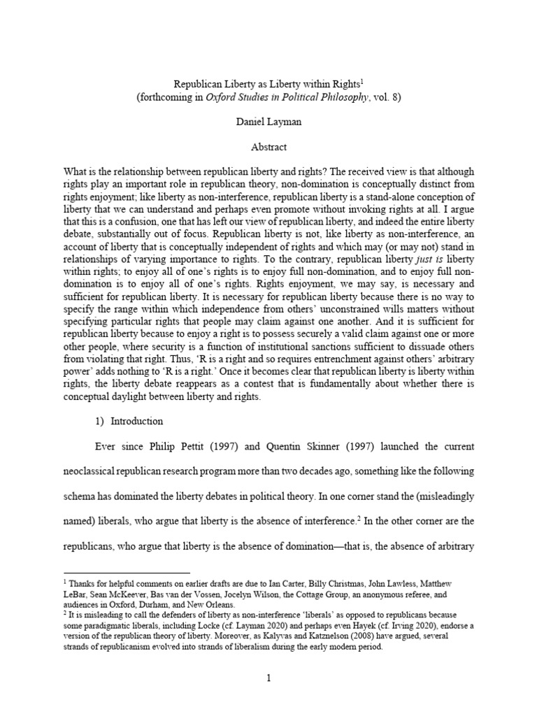 Republican Liberty As Liberty Within Rig | PDF | Utilitarianism | Liberty