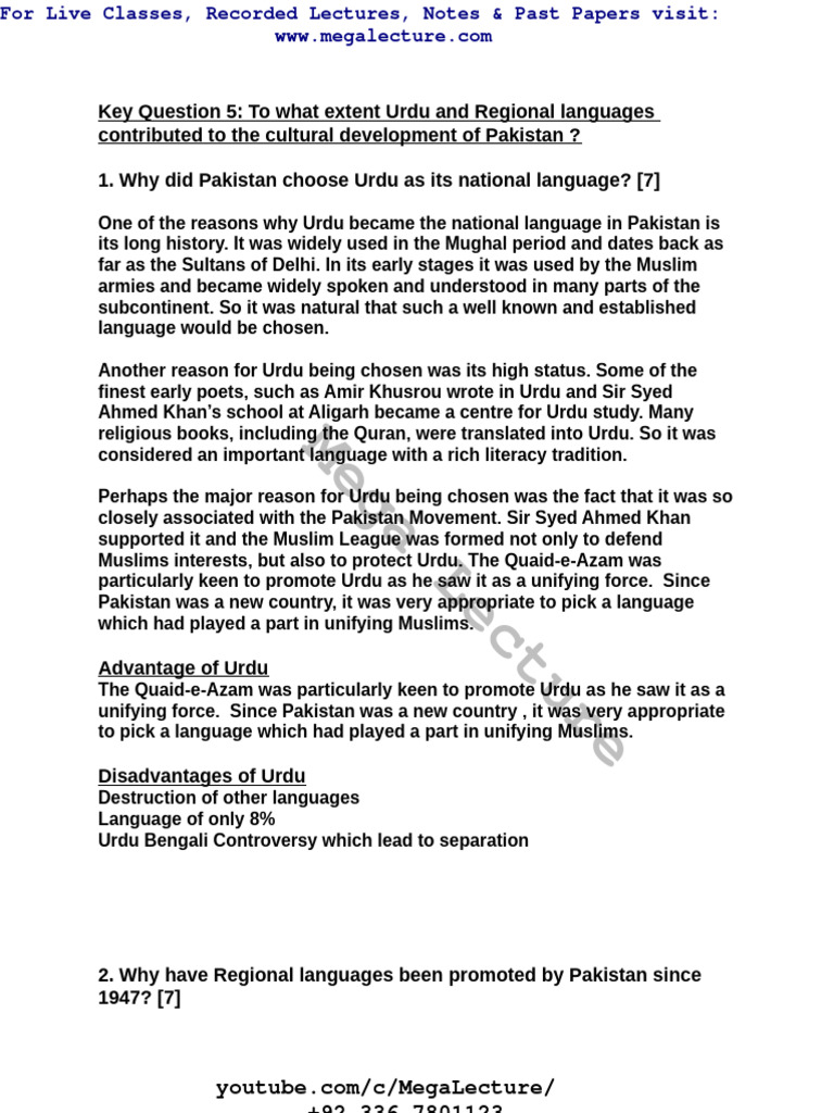 Key Question 5 Regional Languages | PDF | Urdu | Pakistan