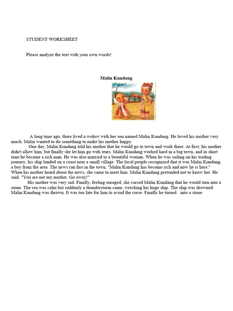 Narrative Text Lembar LKPD | PDF