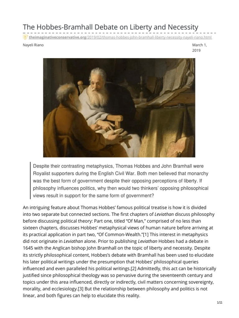 The Hobbes Bramhall Debate On Liberty An | PDF | Thomas Hobbes | Free Will